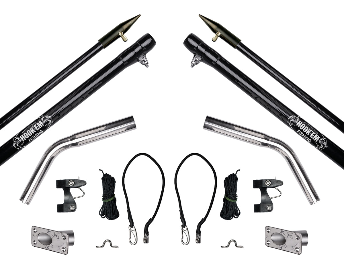 Hookem Outrigger Set with Rigging Flush Mount 4.5m 3-piece Black ...
