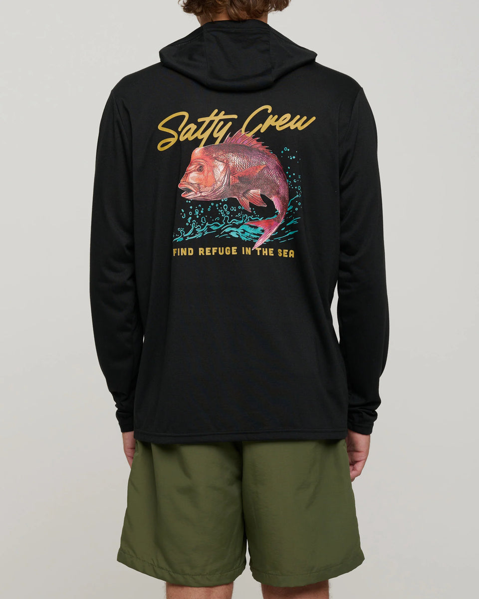 Salty Crew Snapper Hood Sunshirt Black – TackleWest